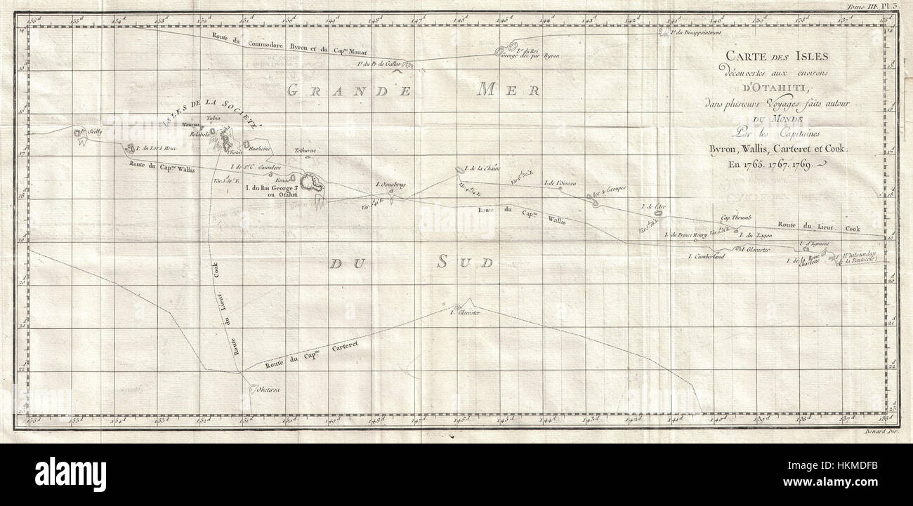 This 1769 map by Captain James Cook depicts Tahiti, the Society Islands ...