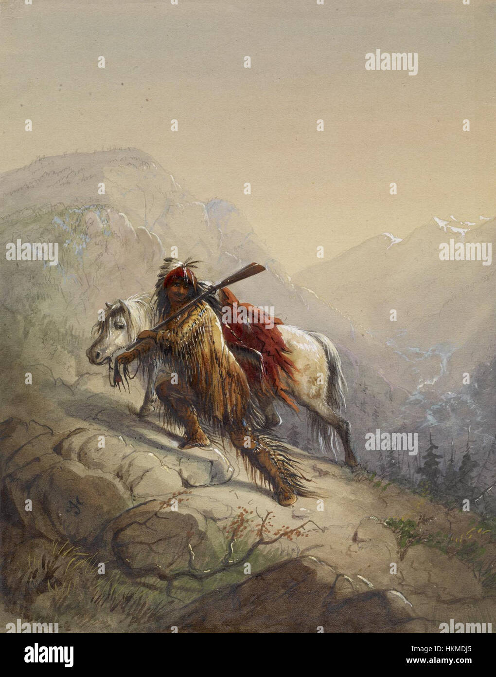 'The Scalp-Lock' by Alfred Jacob Miller is an oil painting depicting a ...