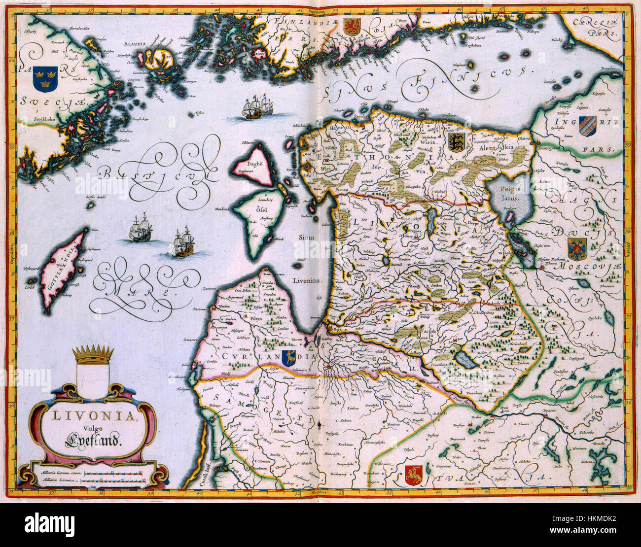Livonia region map hi-res stock photography and images - Alamy