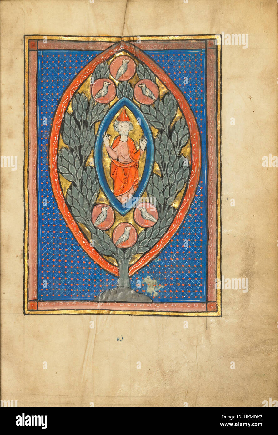 A historical artwork titled 'A Man Enthroned within a Mandorla in a ...