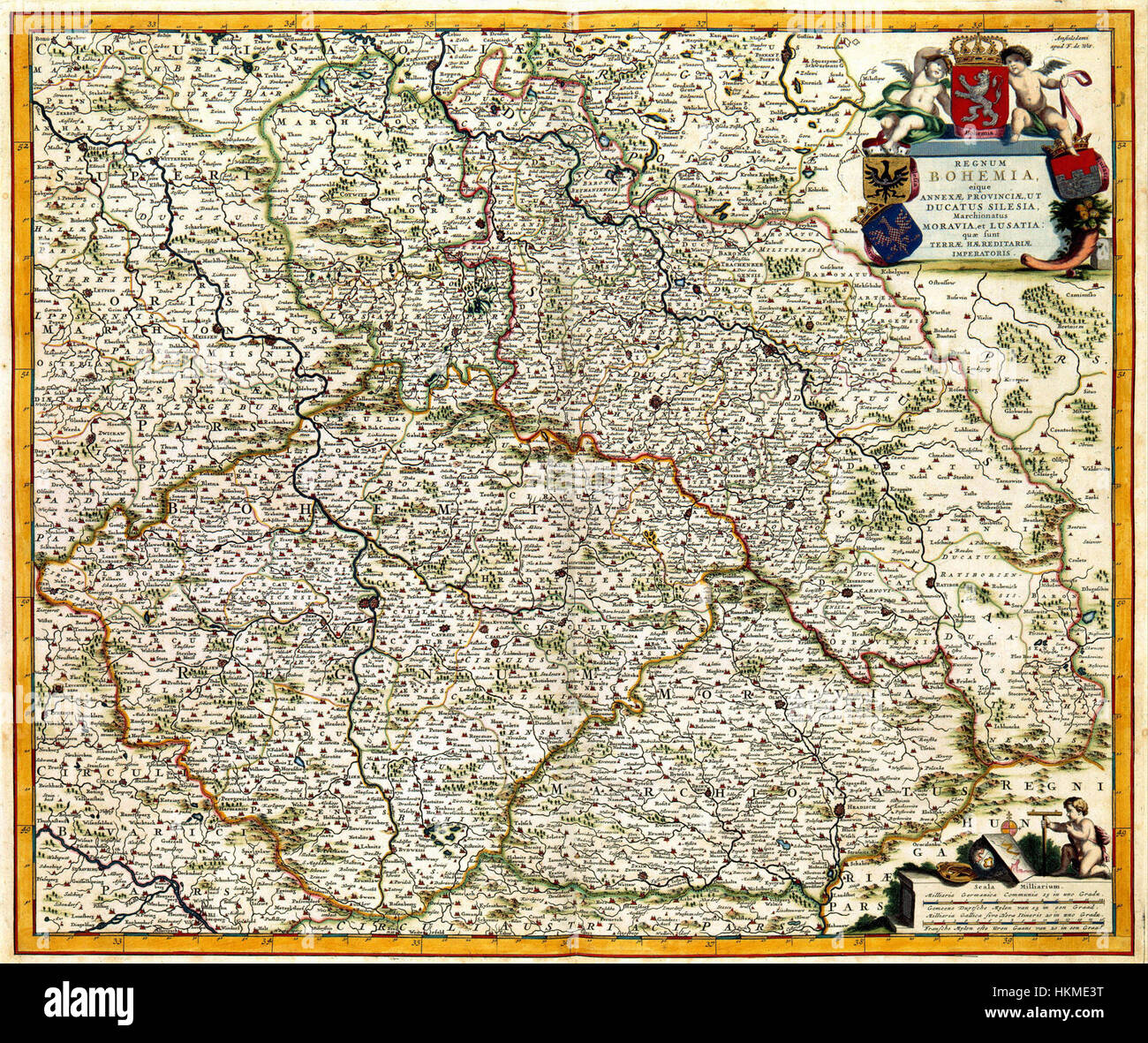 A map of Central Europe, titled 'Regnum Bohemia', featuring the ...