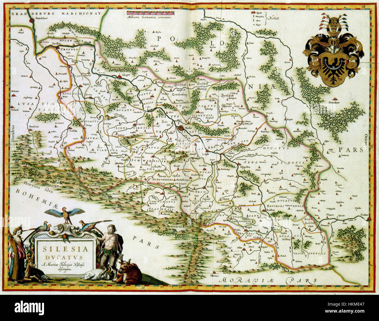 A map from the 18th century showing the region of Silesia, titled ...