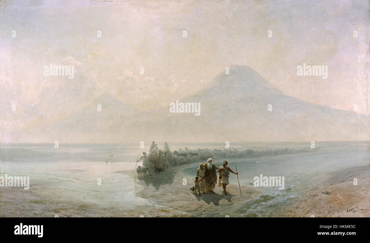 Aivazovsky's painting 'Descent of Noah from Ararat' depicts the ...