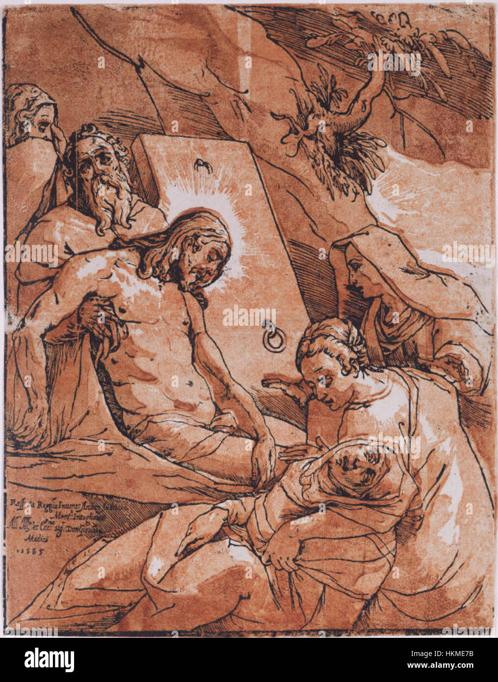 This engraving by Andrea Andreani portrays the Lamentation over the ...