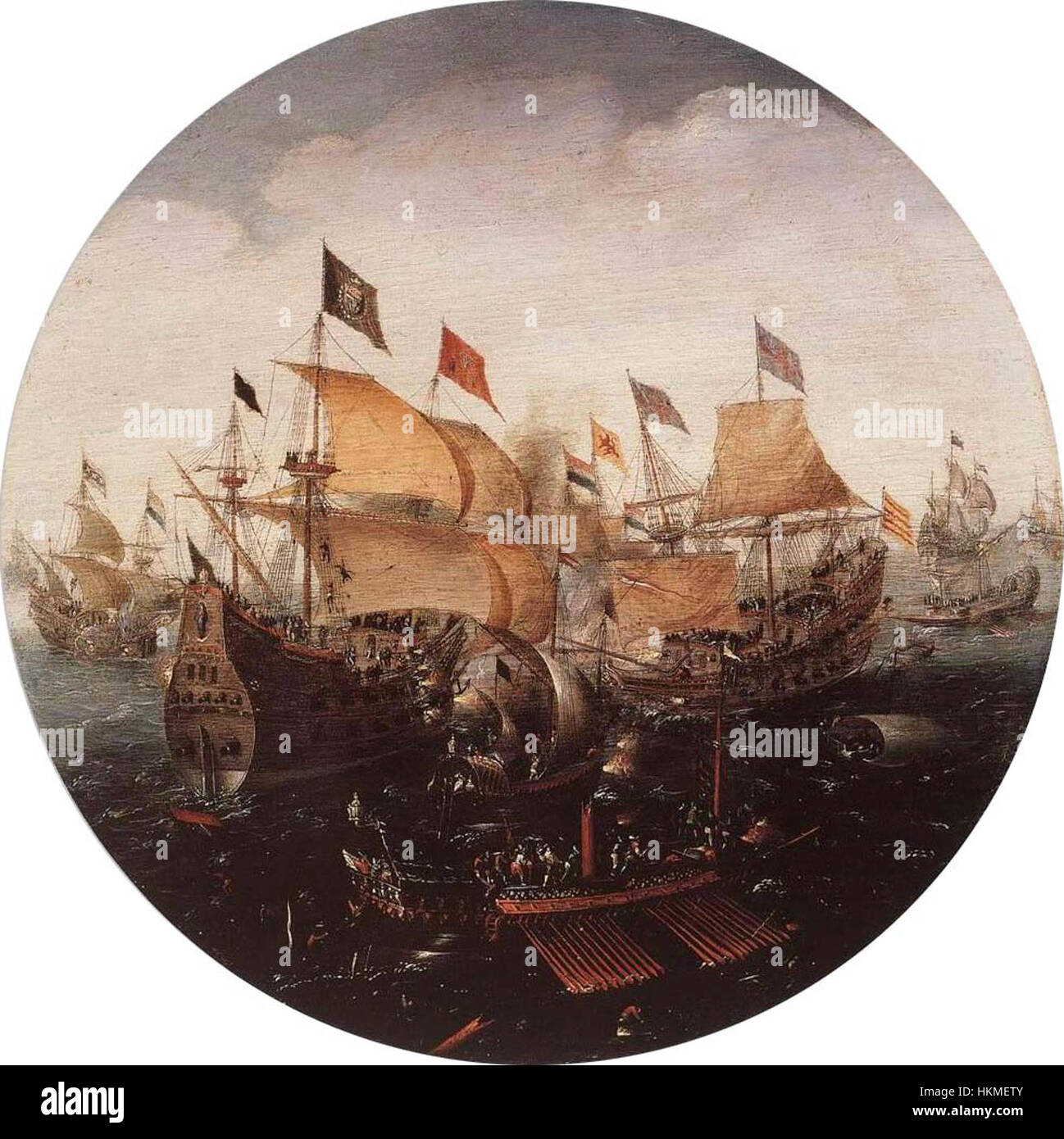 Aert Anthonisz.'s 'Sea Battle between Dutch and Spanish Boats' captures ...