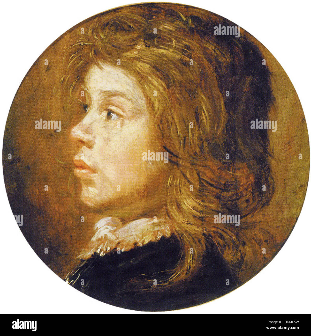 This artwork, a study after Frans Hals, features a boy's portrait with ...
