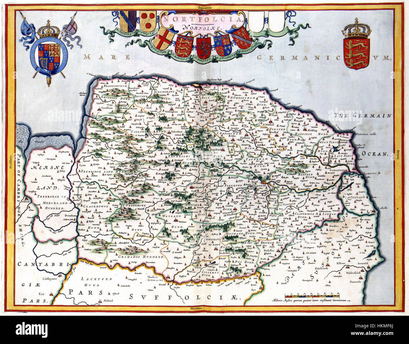 The Atlas Van der Hagen features a map of Norfolk, England, labeled ...