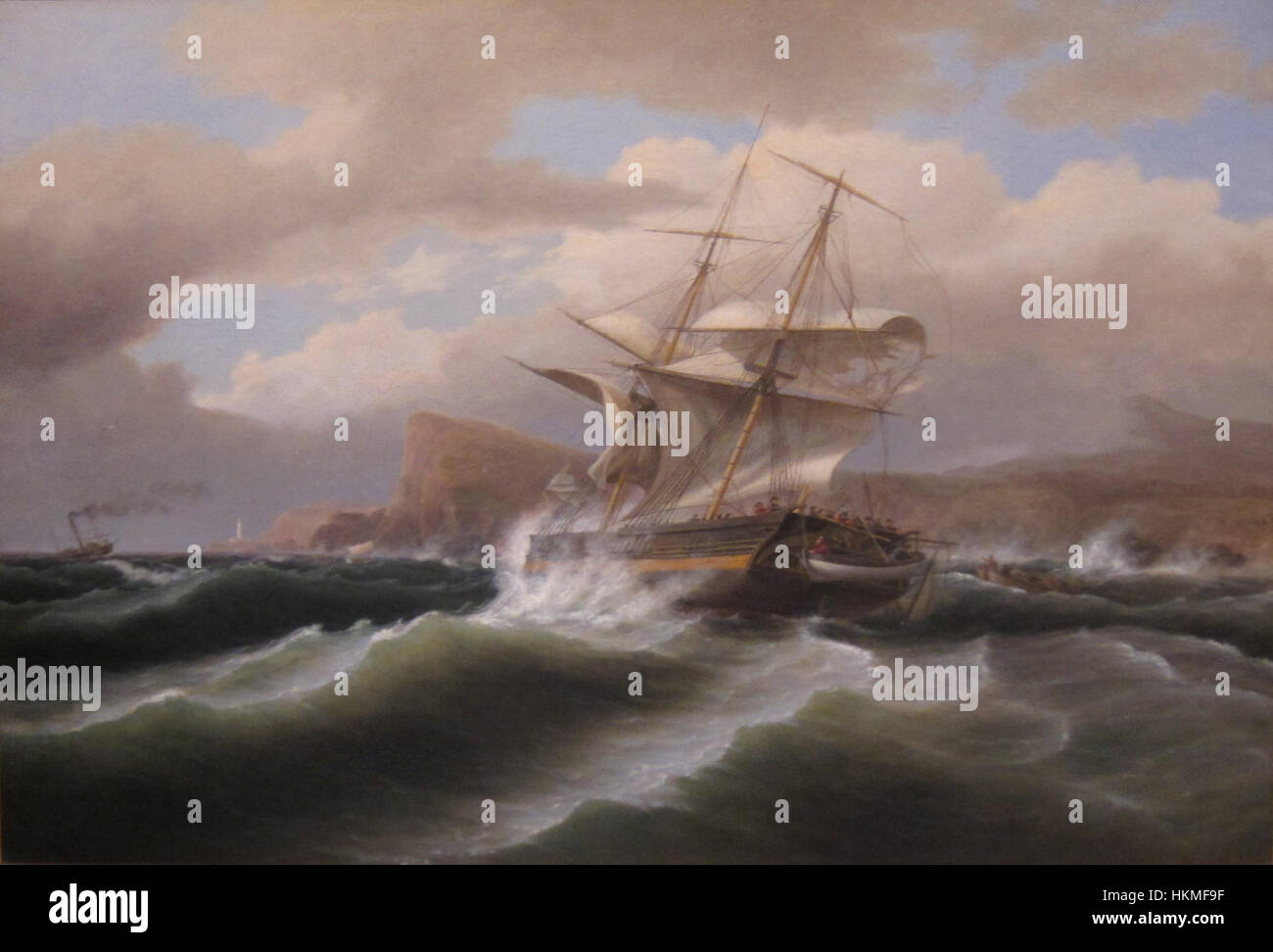 'An American Ship in Distress' by Thomas Birch depicts a dramatic scene ...