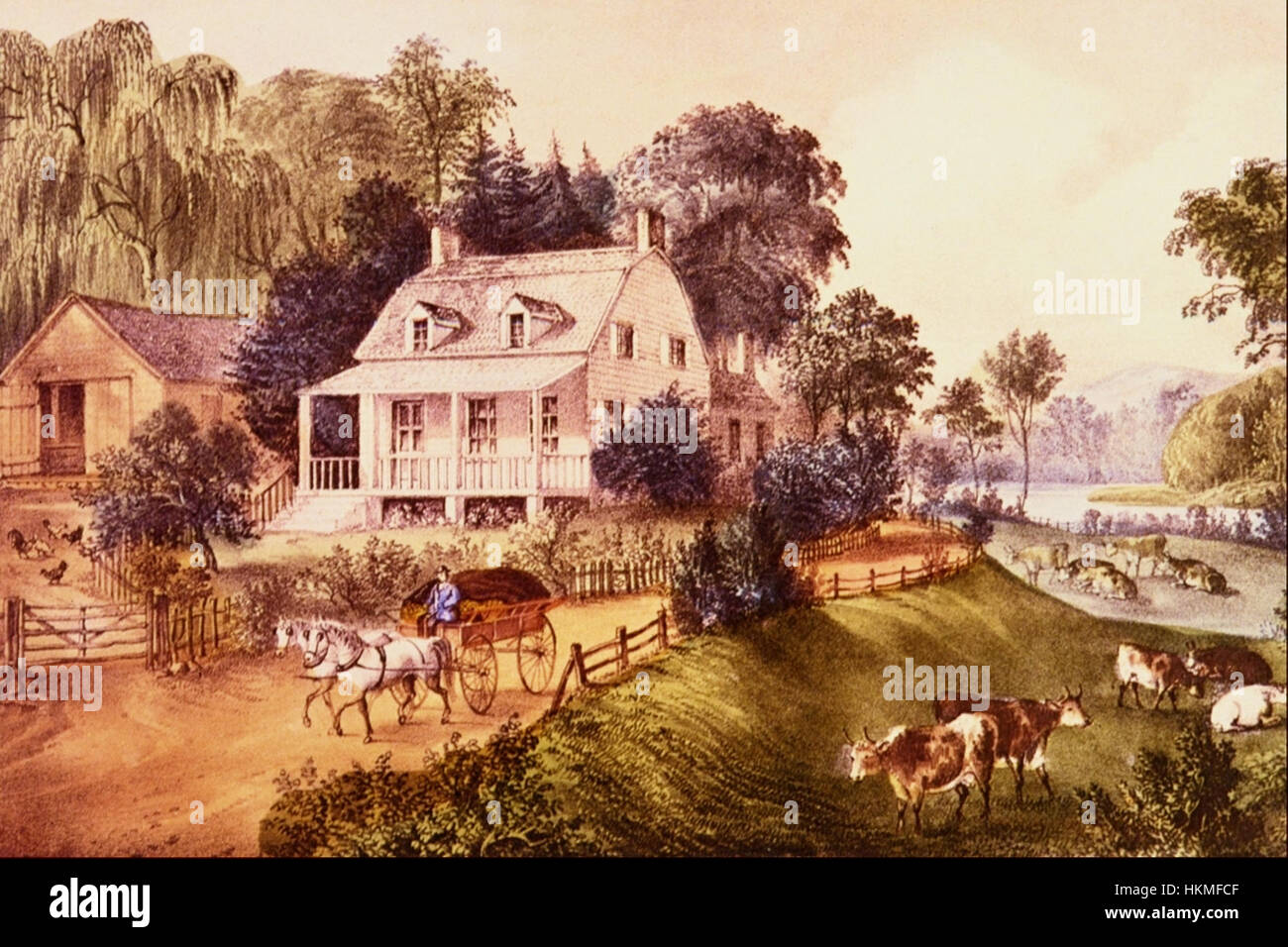 *American Homestead Summer* is a lithograph by Currier and Ives ...