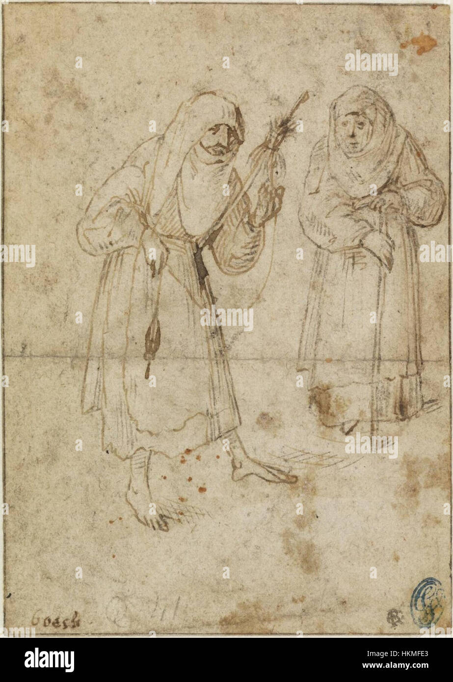 A painting by *Jheronimus Bosch* titled *A Woman Spinning and an Old ...