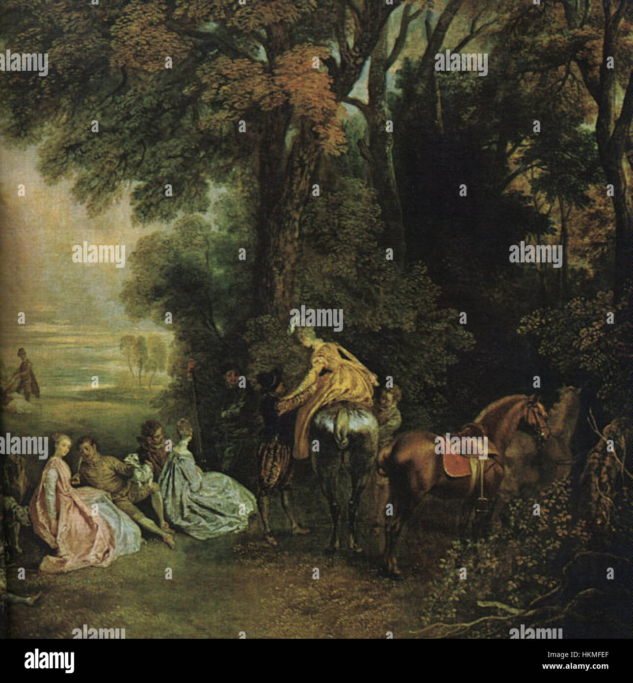 This 18th-century painting by Antoine Watteau depicts a dramatic moment ...