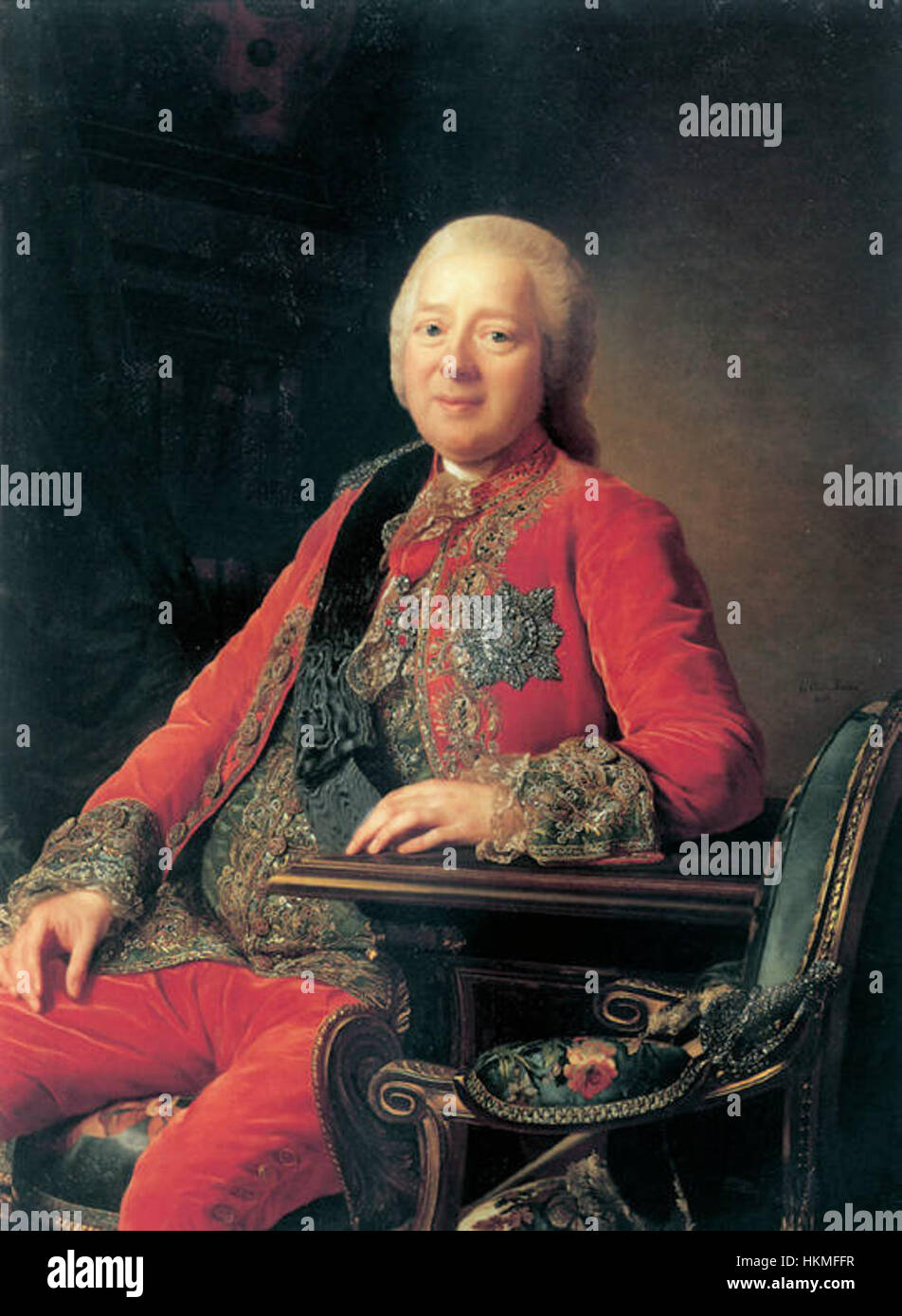 A portrait by Alexandre Roslin of Count N.I. Panine, painted in 1777 ...