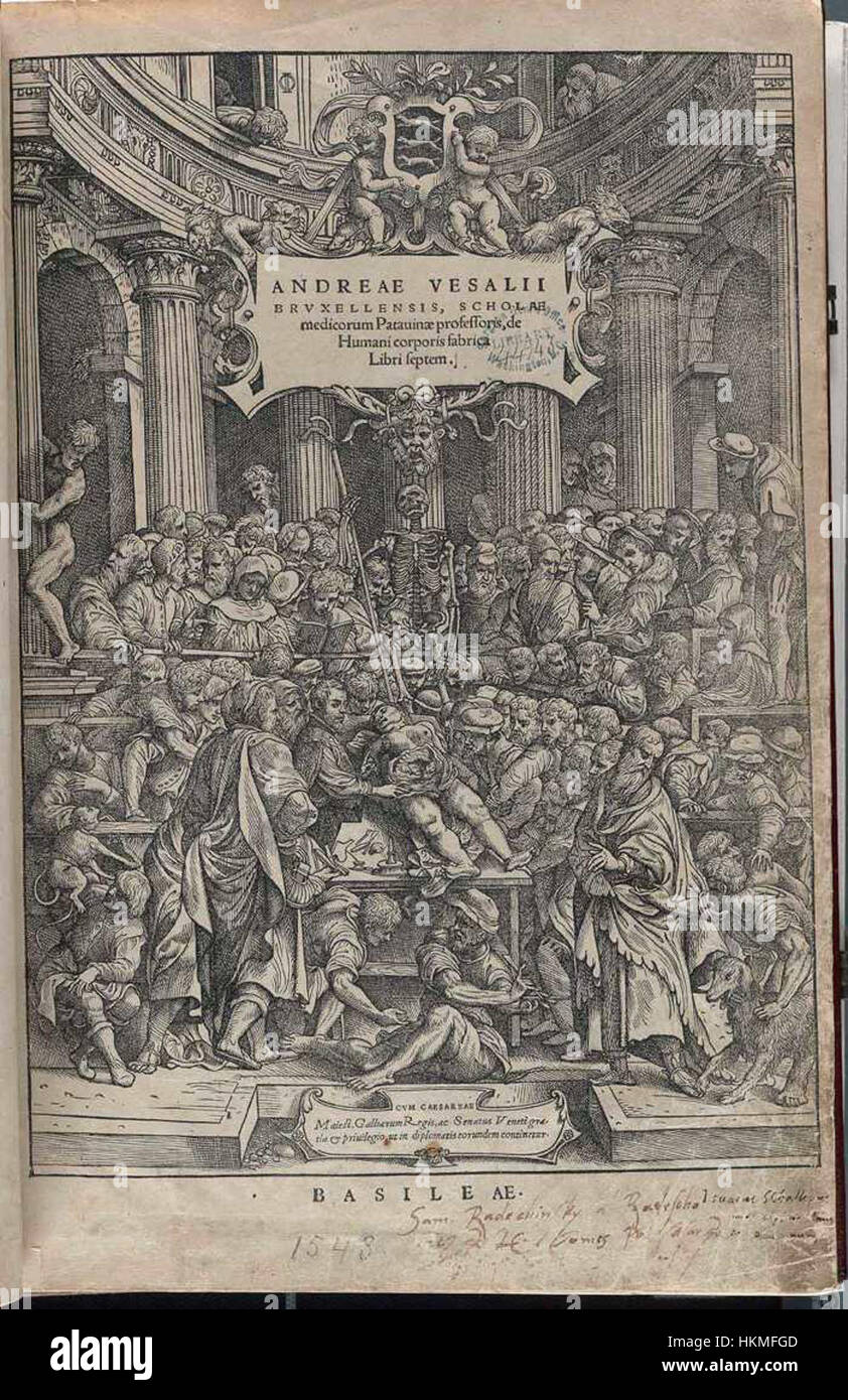 The title page of Andreas Vesalius’ influential work 'De humani ...