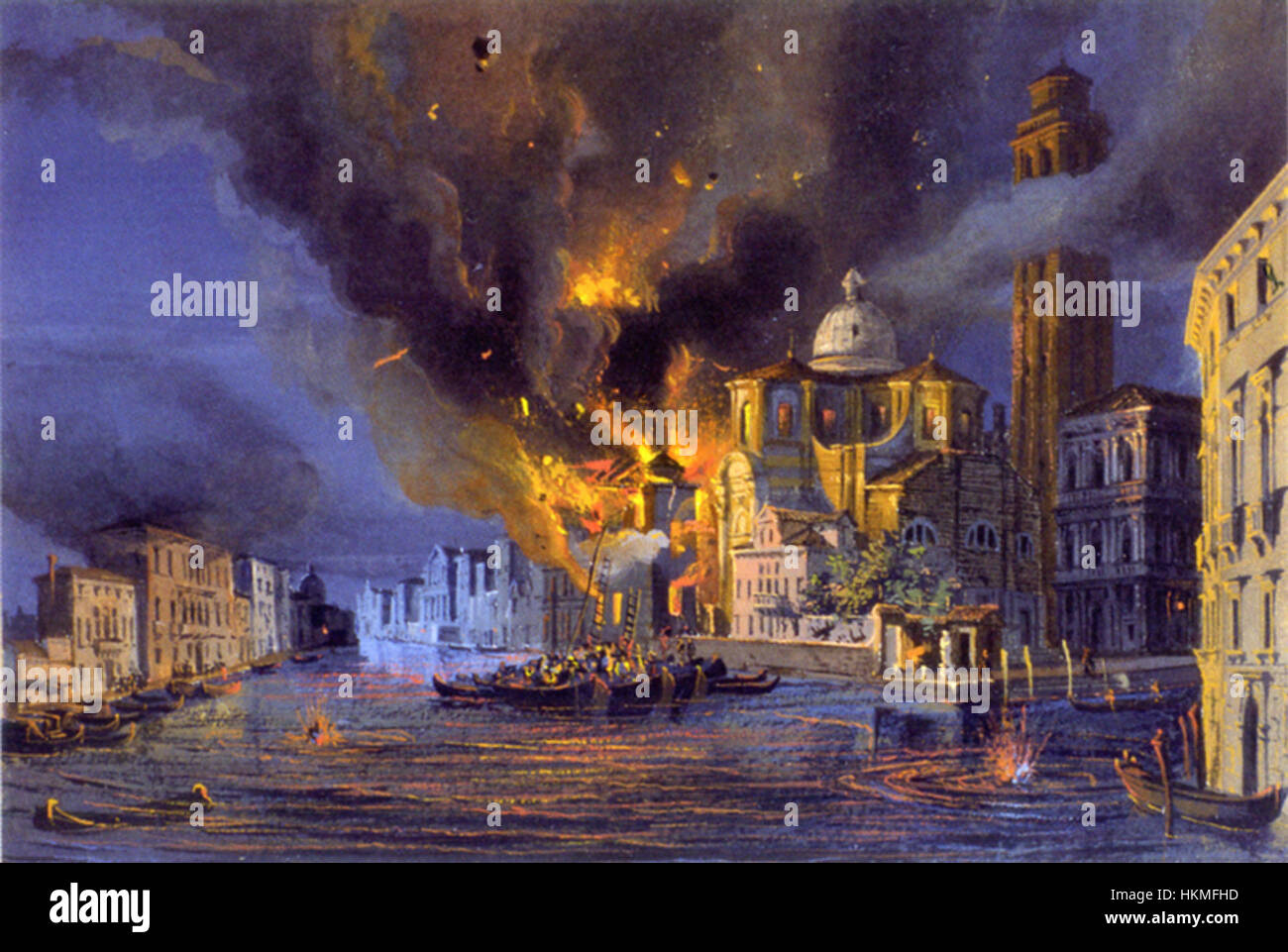 The 'Assedio Venezia Chiesa San Geremia' painting from 1849 depicts the ...