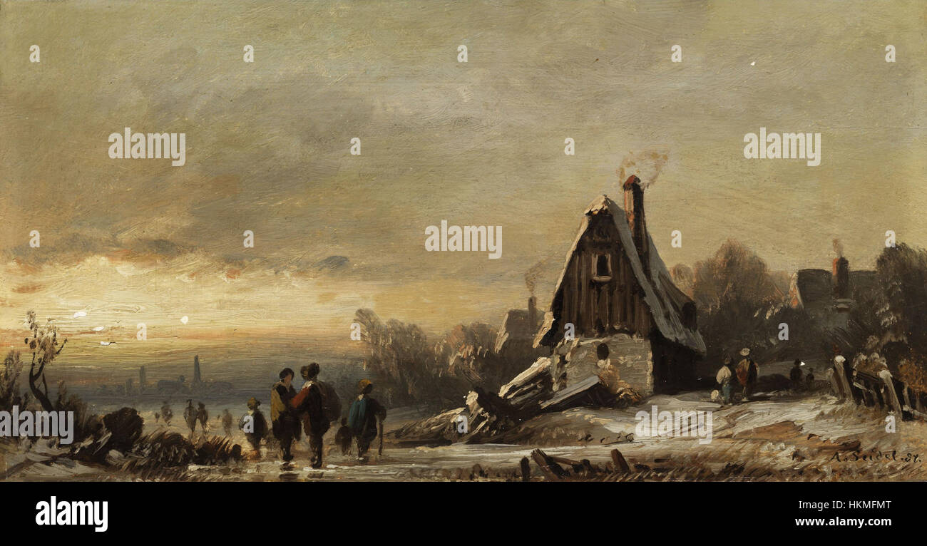 August Seidel's 'Winterlandschaft' (1894) is a landscape painting ...