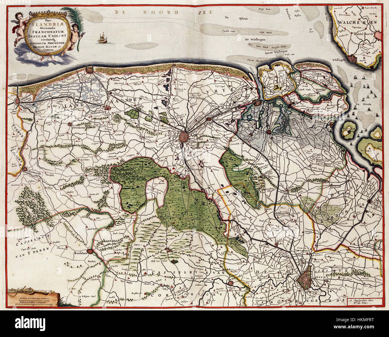 A map illustration from the Atlas Van der Hagen, depicting the Flemish ...