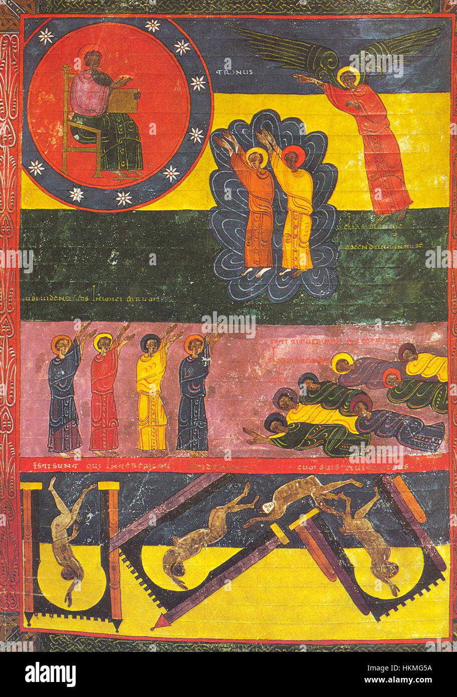 A medieval manuscript illustration of the letter 'B' from the 12th ...