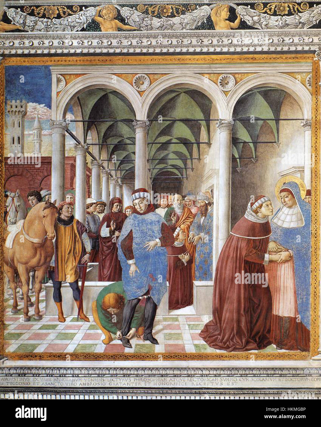 Benozzo Gozzoli's fresco 'Arrival of St Augustine in Milan' portrays ...