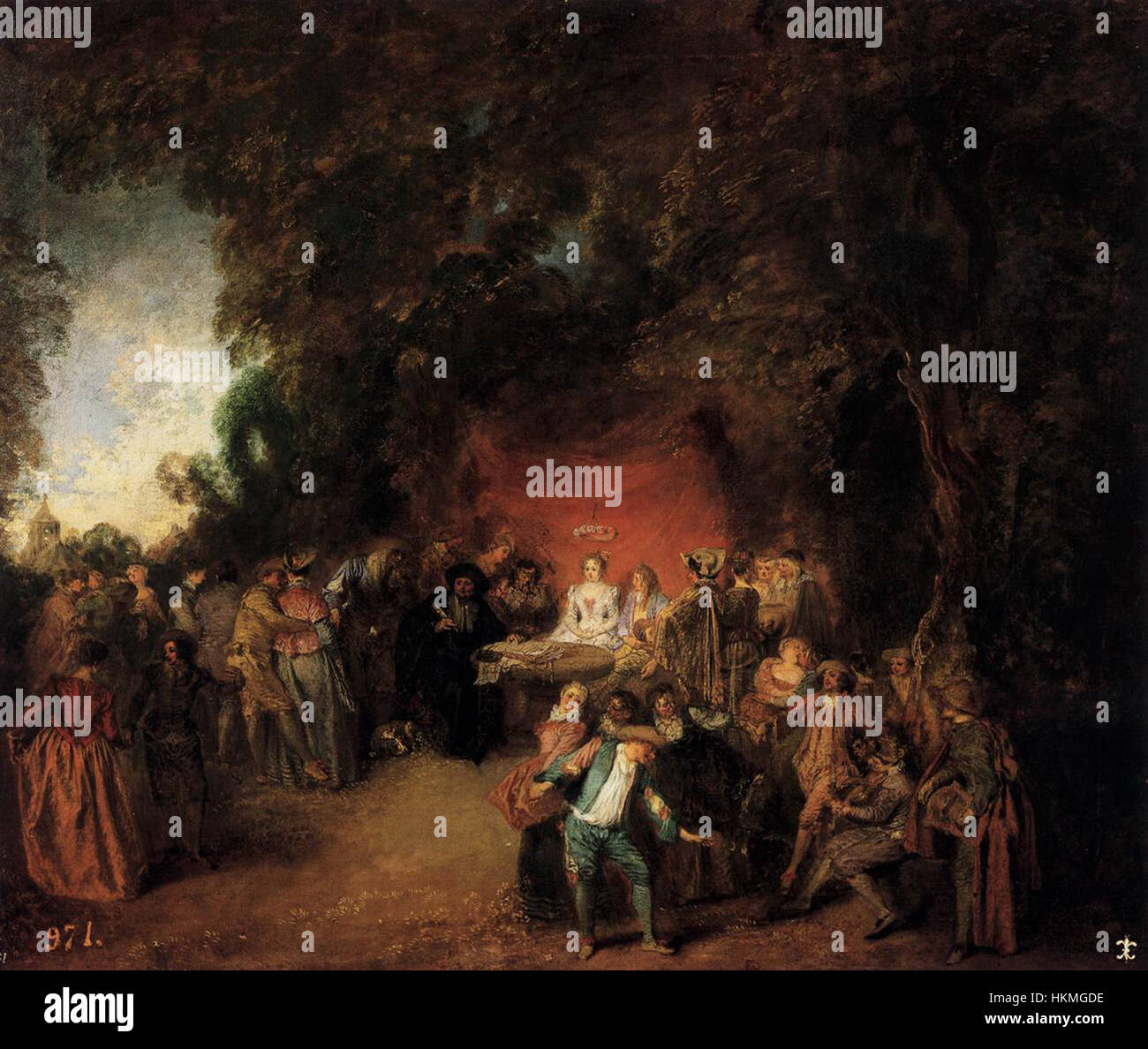 A painting by Antoine Watteau, titled 'The Marriage Contract ...