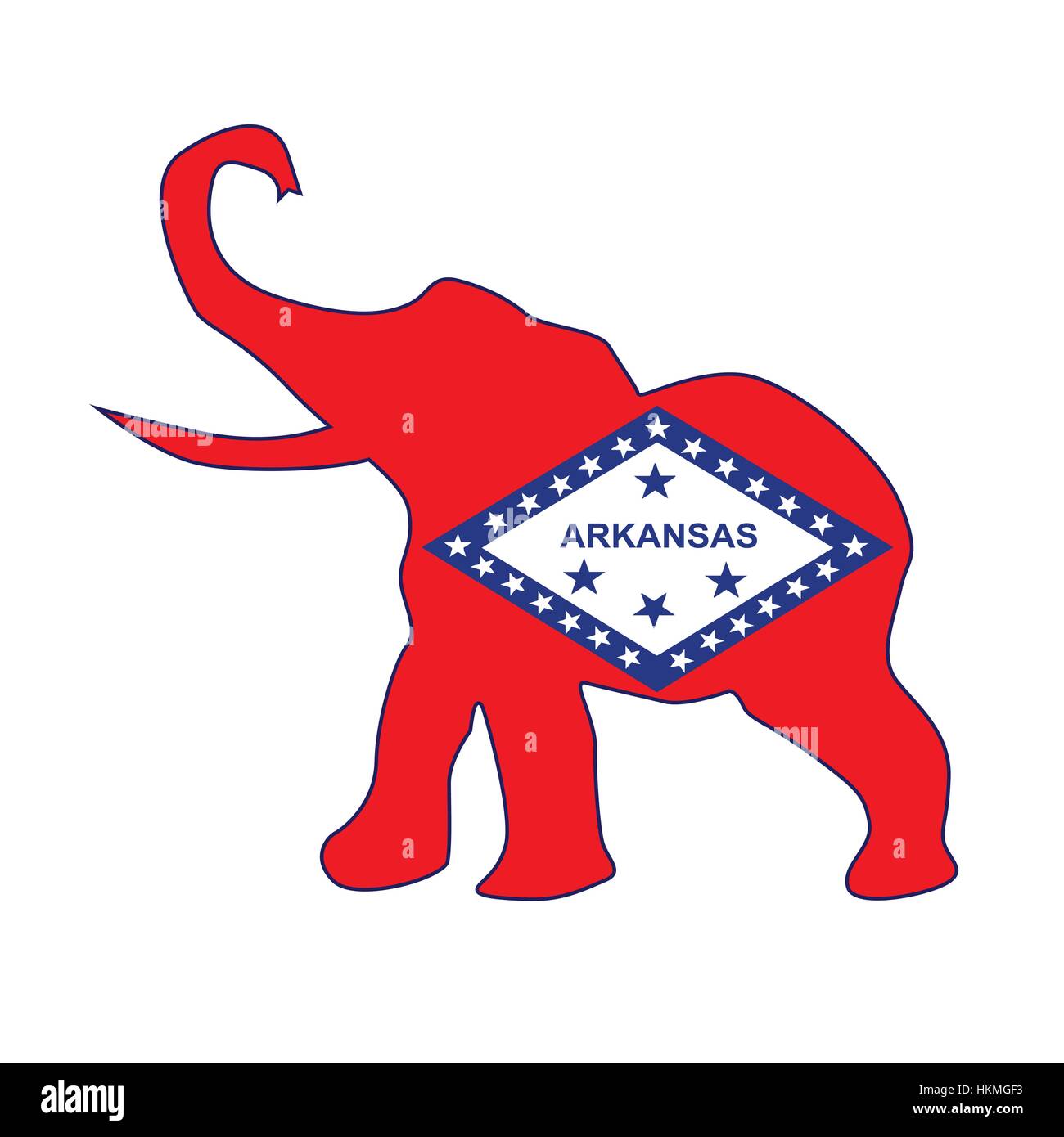 The Arkansas Republican elephant flag over a white background Stock ...