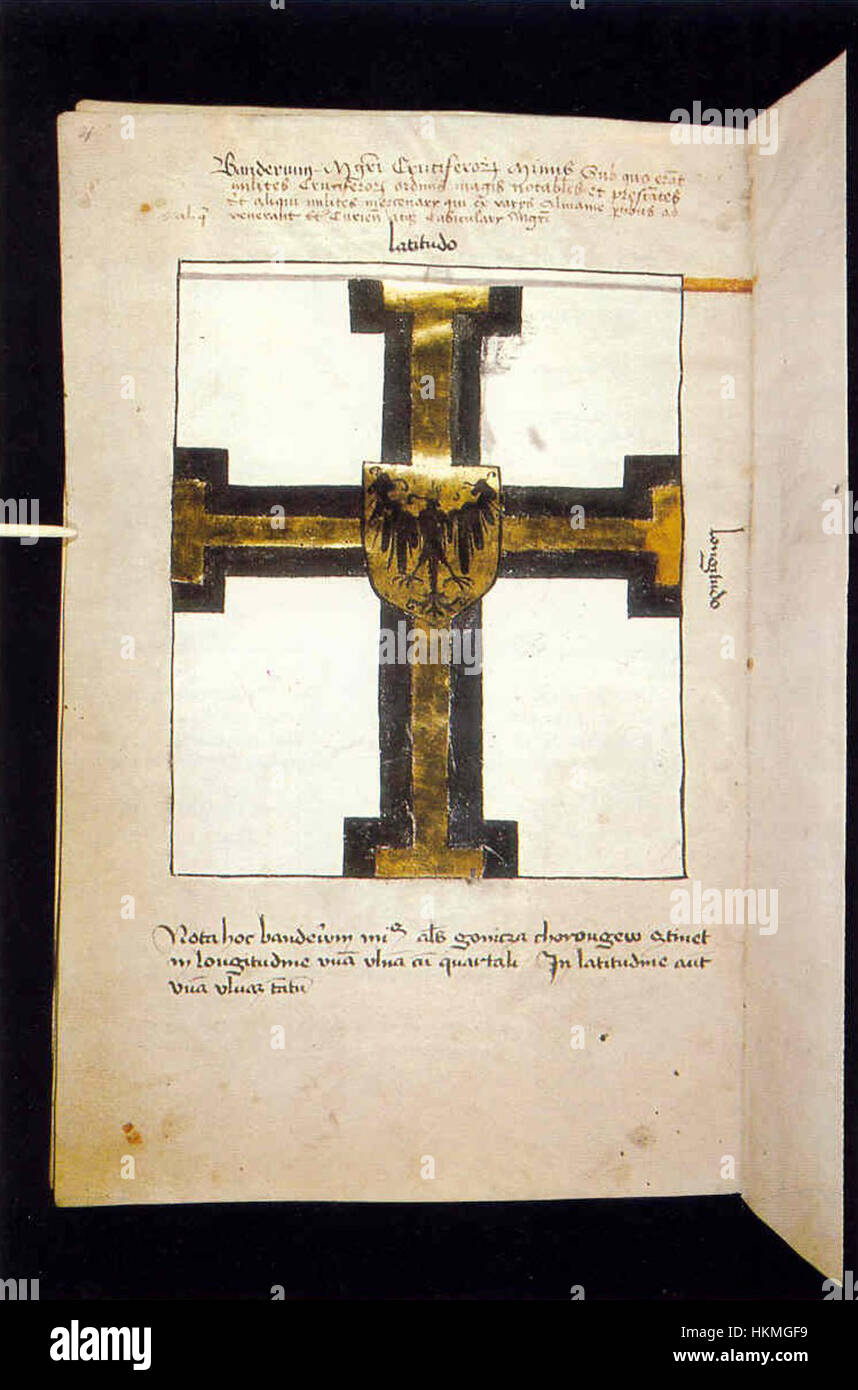 The 'Banderia Prutenorum 2v' artwork is a depiction of medieval banners ...