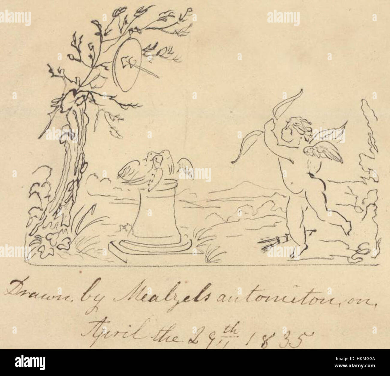 This 1835 automaton drawing of Cupid captures a detailed representation ...