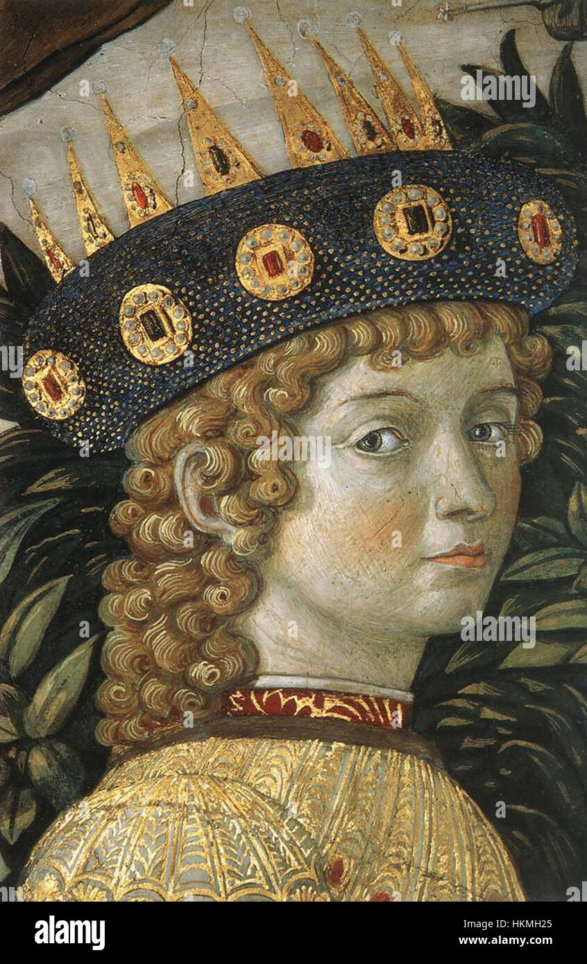 A detailed portion of Benozzo Gozzoli's fresco, 'Procession of the ...