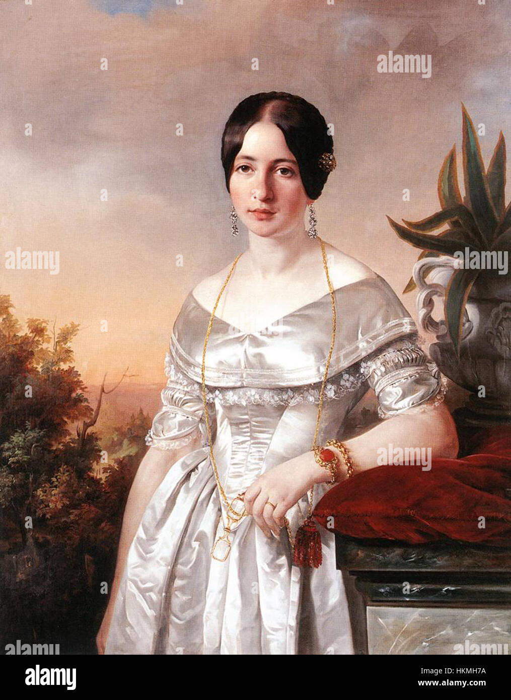 'Lady with a Lorgnette' by Jozsef Borsos is a 19th-century painting ...