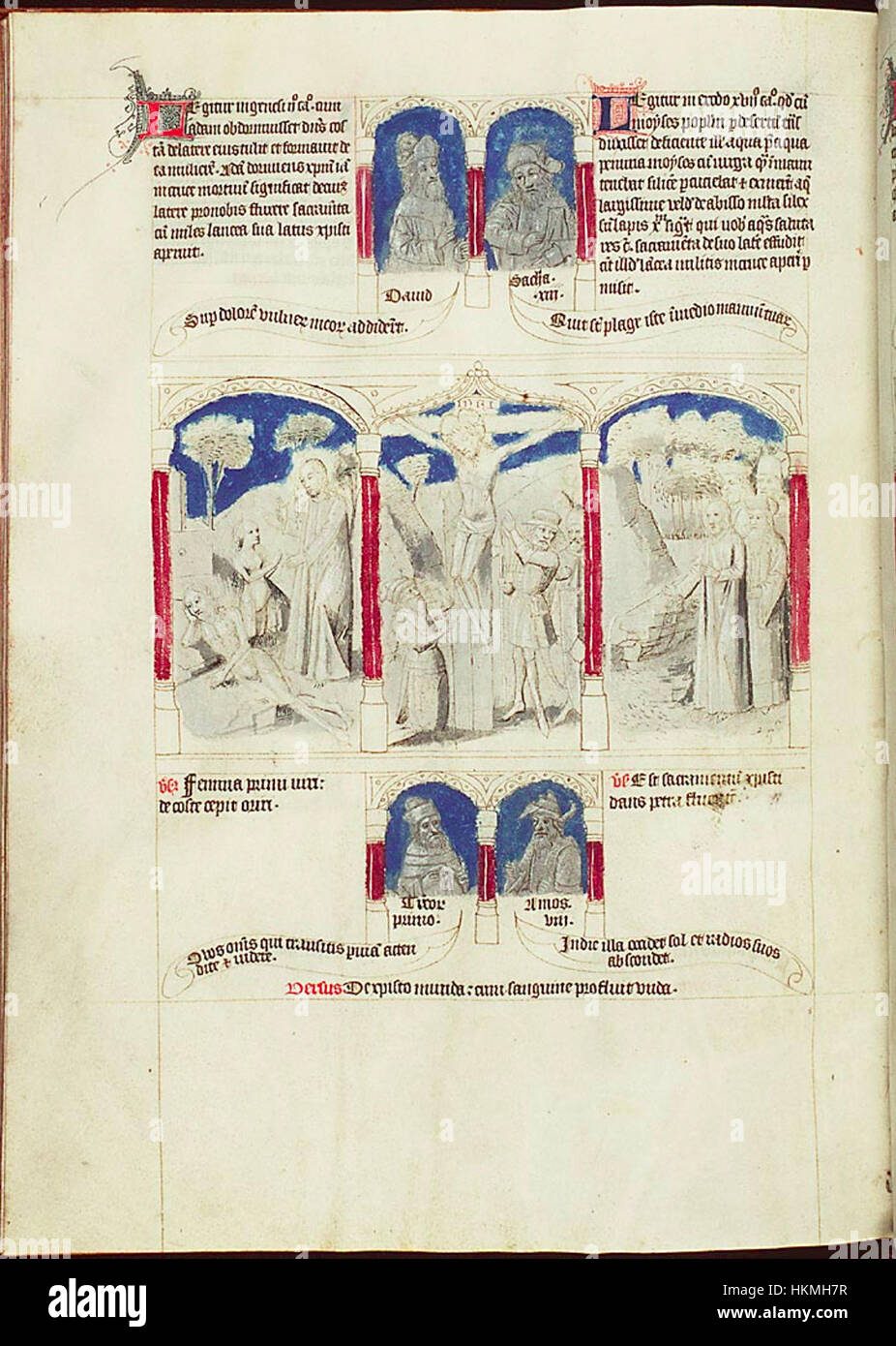 A medieval illustration from the Biblia pauperum manuscript, depicting ...