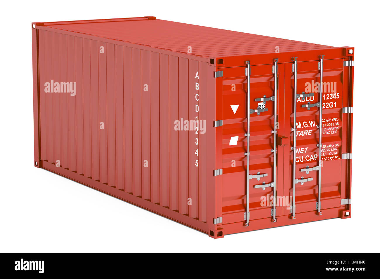 red cargo container, 3D rendering isolated on white background Stock ...