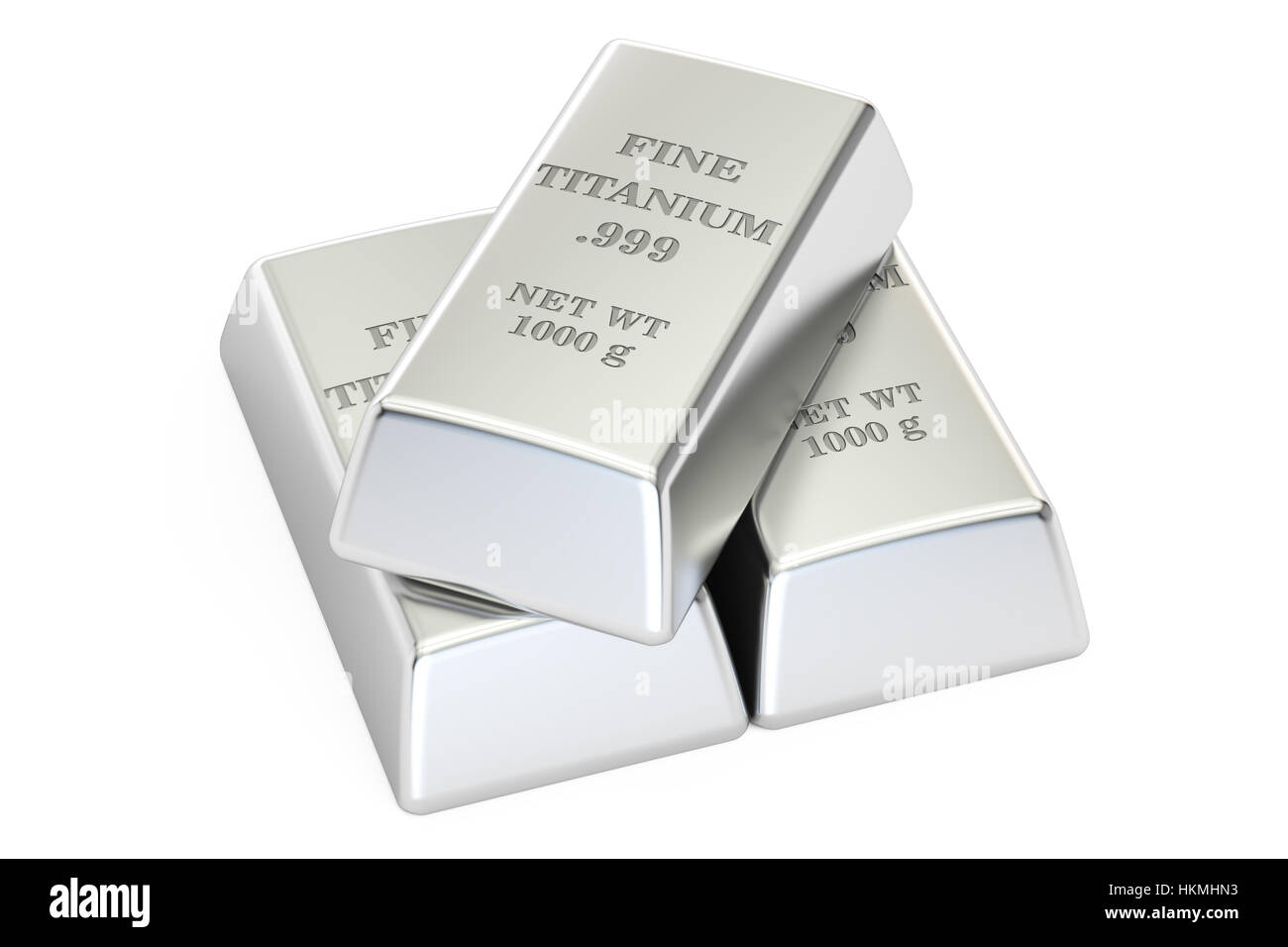 set of titanium closeup, 3D rendering isolated on white background ...