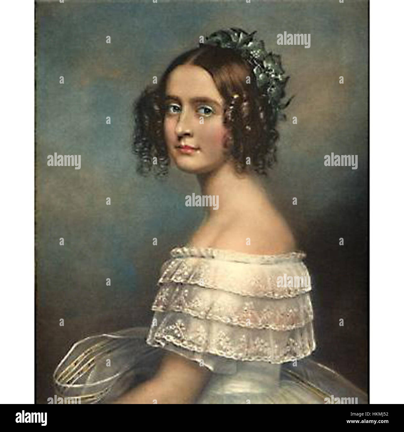 A portrait by Joseph Stieler of Alexandra Amalia Prinzessin von Bayern ...