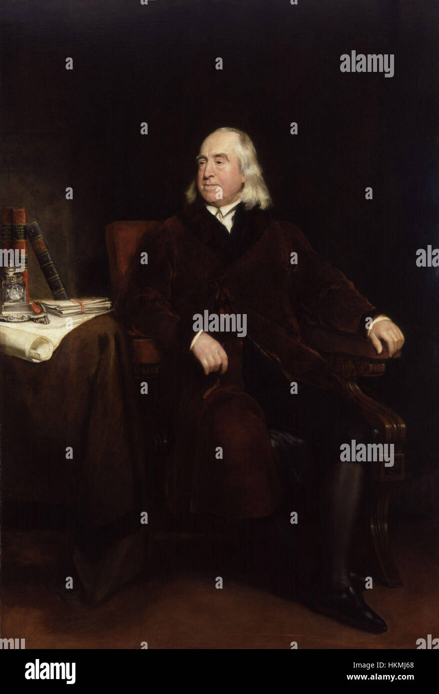 The portrait of Jeremy Bentham by Henry William Pickersgill presents ...