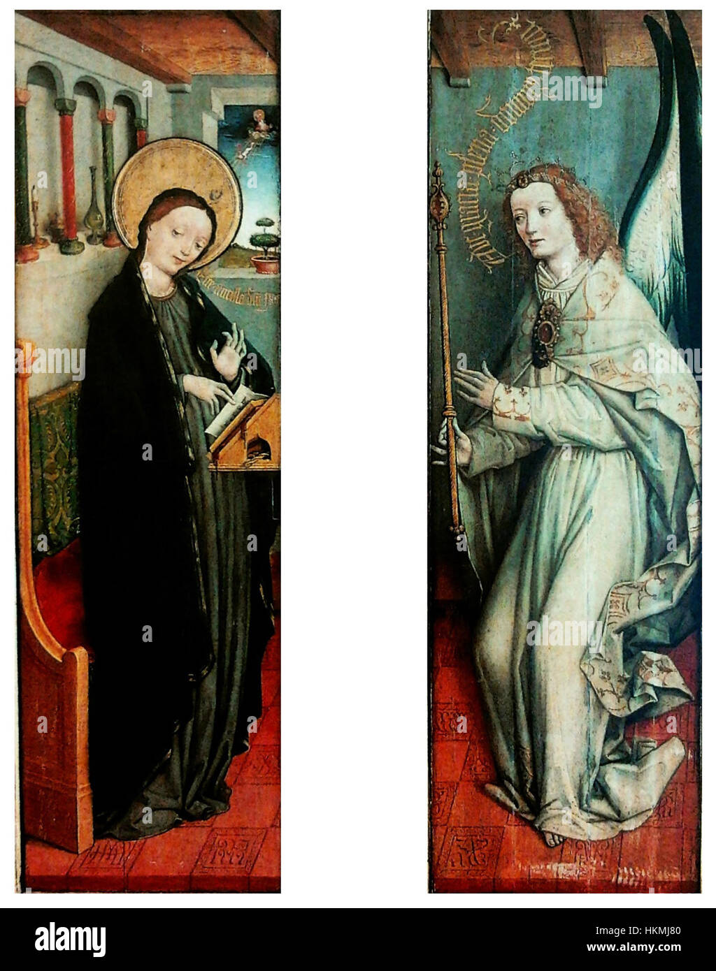 This Renaissance painting of the Annunciation features the Virgin Mary ...