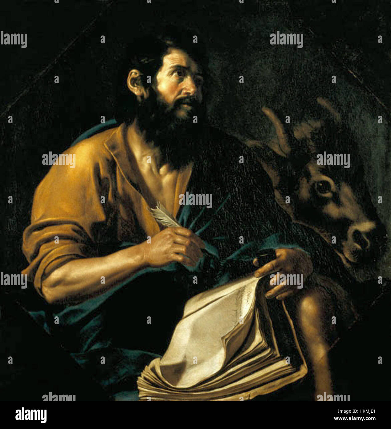 A classical painting of Saint Luke, one of the Four Evangelists ...