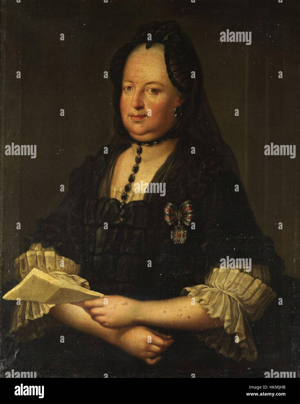This portrait of Maria Theresa, Empress of Austria, shows her adorned ...