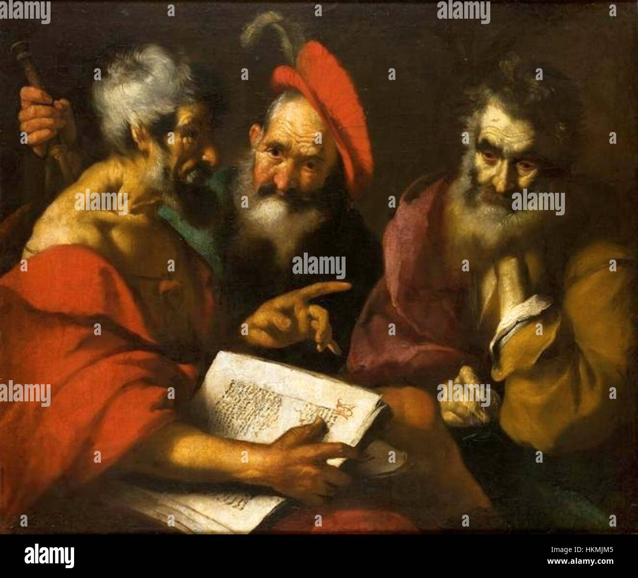 The painting 'Strozzi Dispute' by an unknown artist depicts a dramatic ...