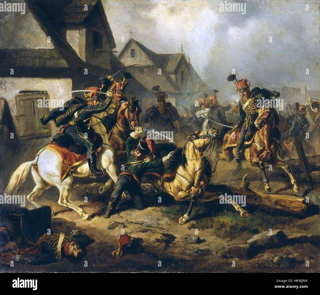 The painting 'Death of Berek Joselewicz' by Pillati depicts a dramatic ...