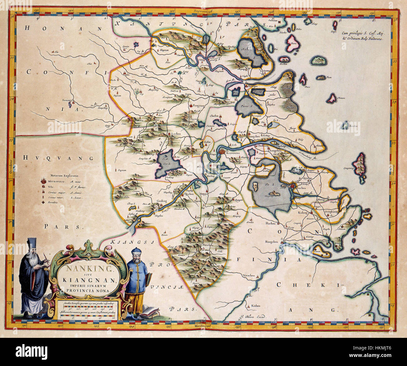 A historical map by Atlas Van der Hagen illustrating Nanking (Nanjing ...