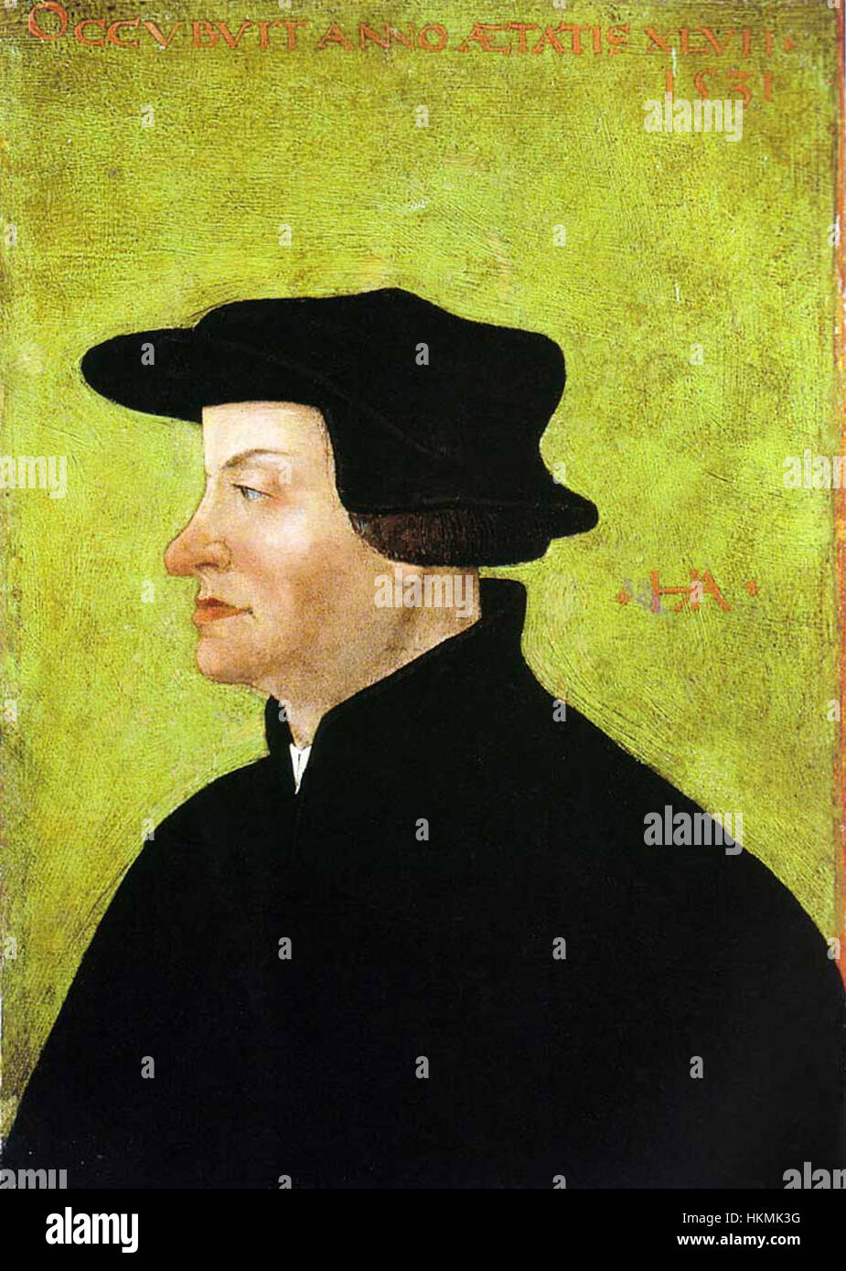 This portrait depicts the reformer Ulrich Zwingli, a key figure in the ...