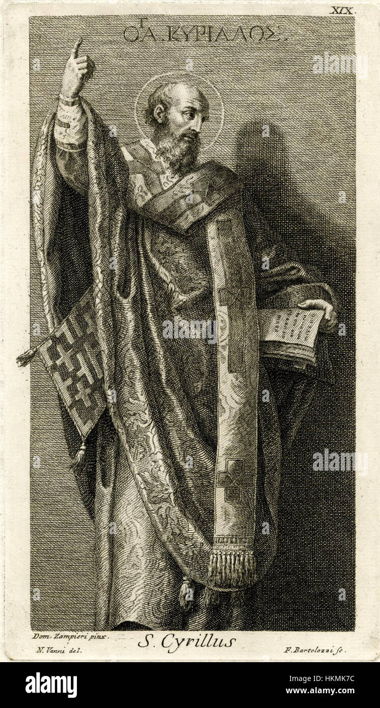 This engraving by Francesco Bartolozzi depicts Saint Cyril of Jerusalem ...