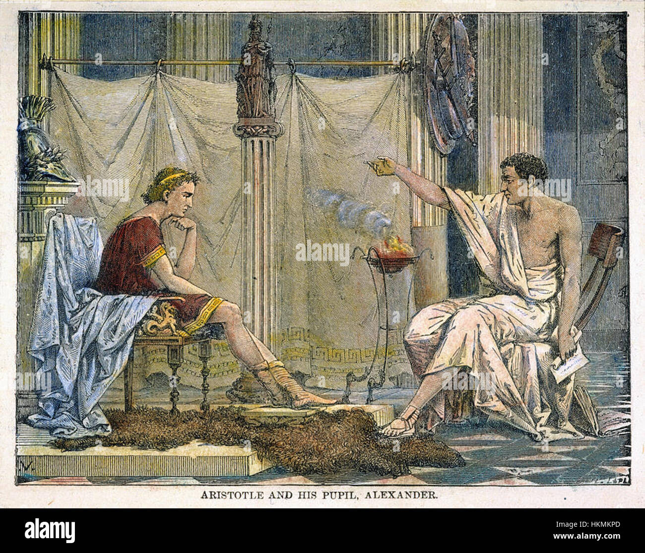 'Alexander and Aristotle' is a classic oil painting depicting the ...