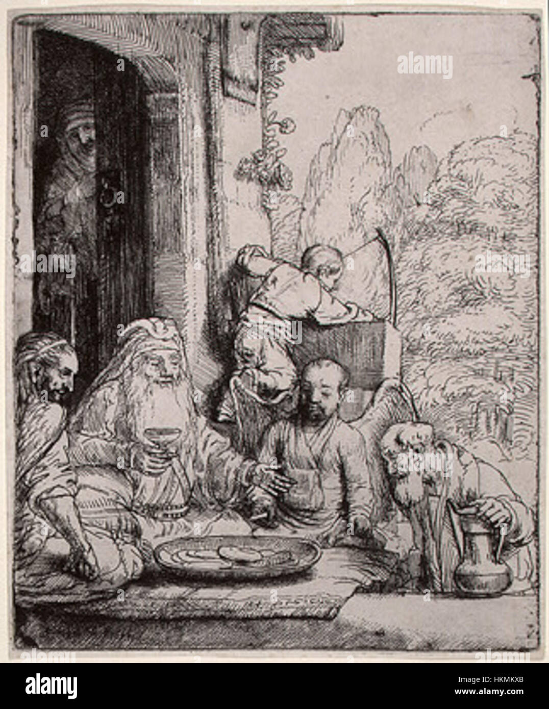 This biblical painting depicts the moment when Abraham, in his tent ...