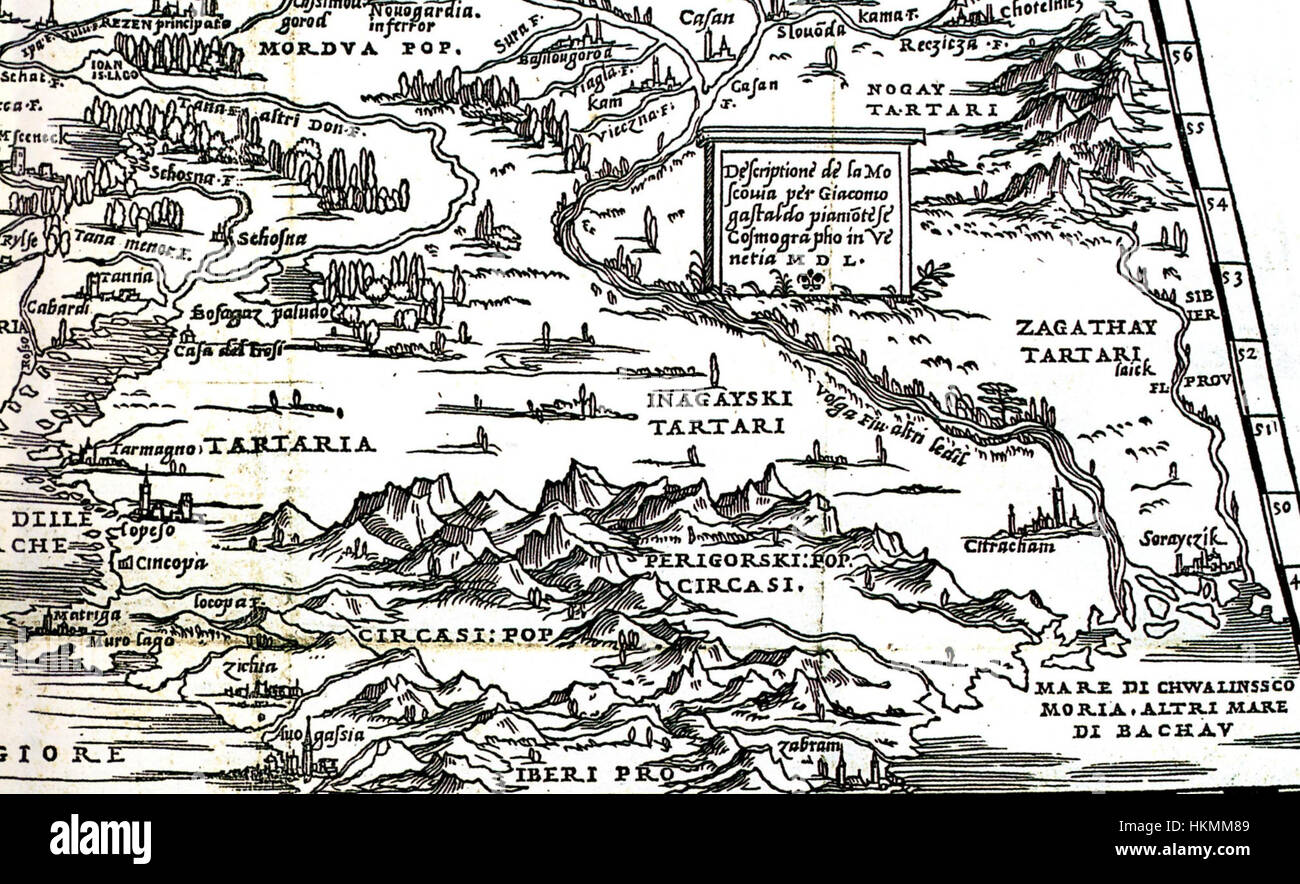 This 1551 engraving from Venice by Gastaldi offers a detailed map and ...