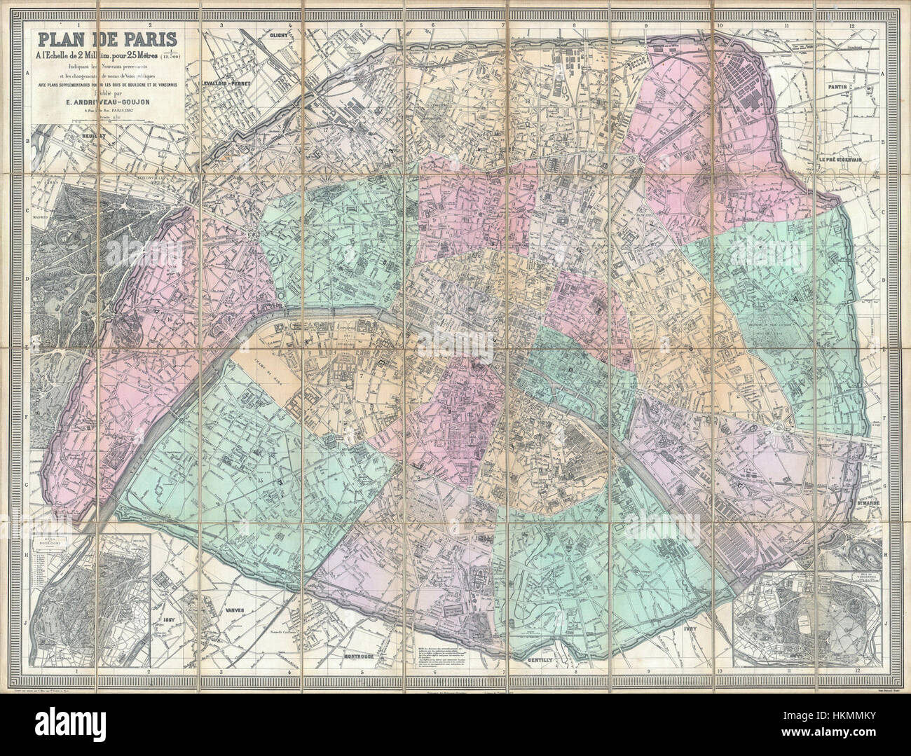 Paris map 19th century hi-res stock photography and images - Alamy