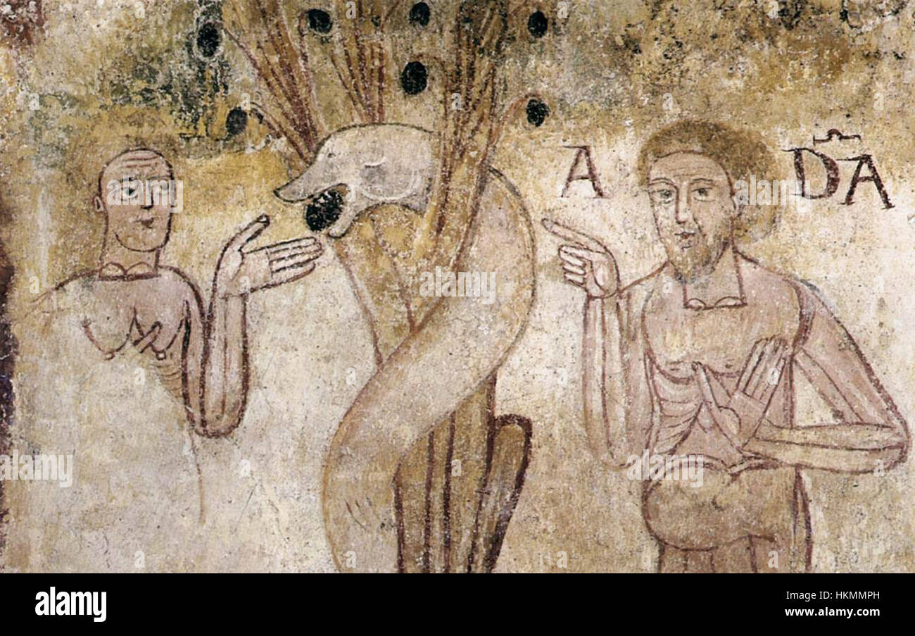 The 12th-century painting 'Fall of Man' by unknown artists illustrates ...