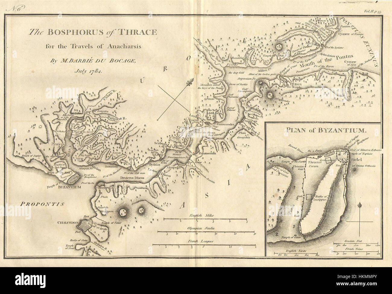 Bocage map of the bosphorus and the city of byzantium hi-res stock ...