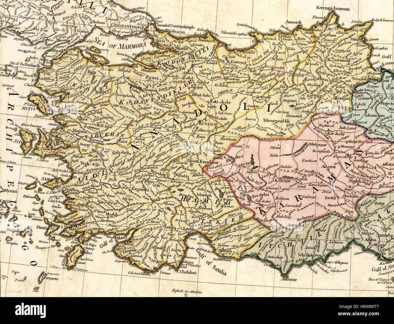 A 1794 map by Jean Baptiste Bourguignon d'Anville, titled 'Turkey in ...