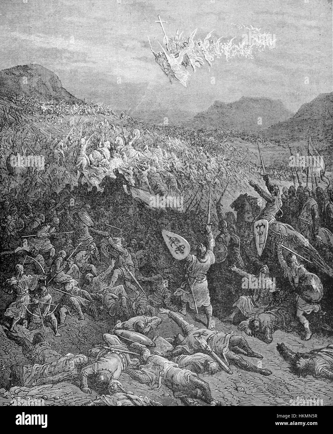 This historical artwork depicts the Battle of Nicea, which took place ...