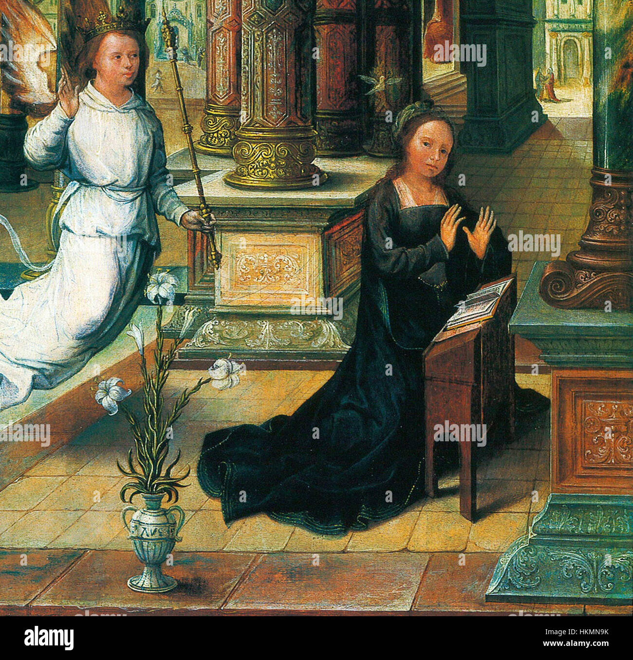 This detailed section of the 'Annunciation' from Antwerp showcases the ...